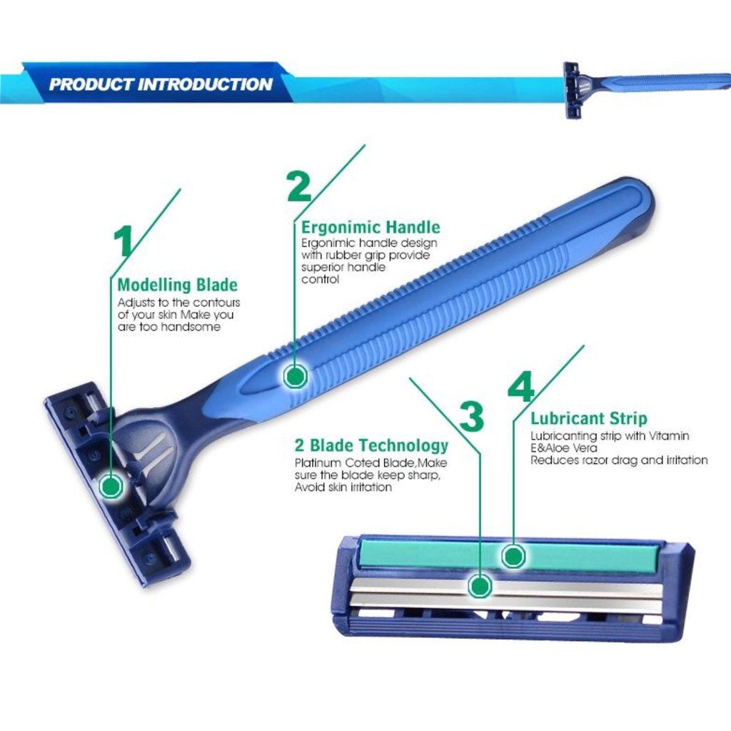 Jual Blue Razor Pisau Cukur Portable Manual Shaver Twin Blades ...