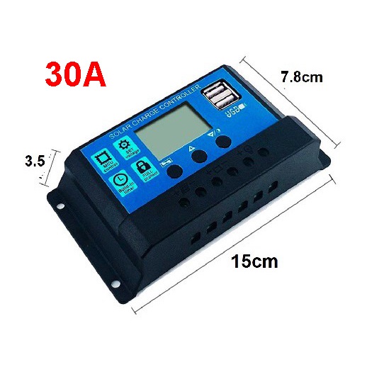Jual Solar Charge Controller LCD LED Display Solar PWM 12V/24V 10A 20A 30A 50A 60A USB Panel ...