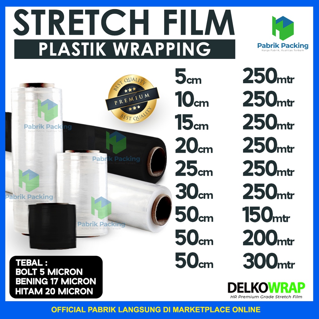 Jual Plastik Wrapping Plastik Stretch Film Wrapping Hitam Bening ...