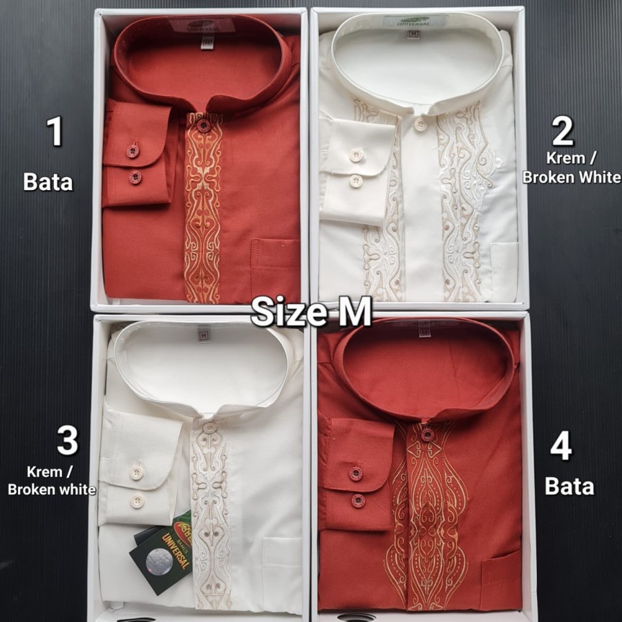 Jual Baju koko Atlas Putih Bata size M Bamus Universal Lengan Panjang Kancing Original Fashion ...