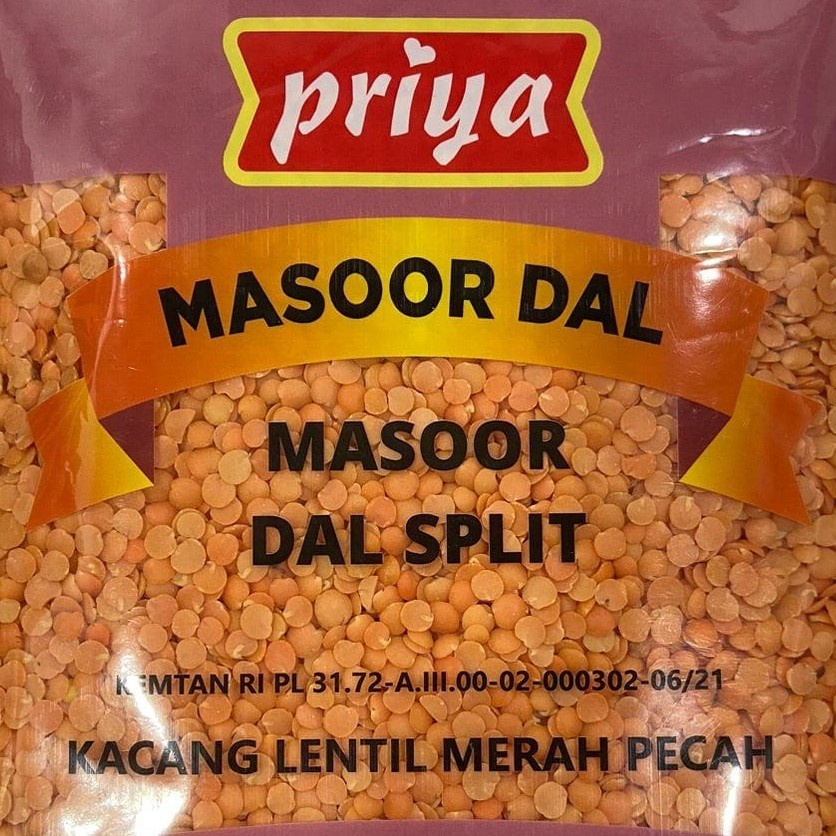Jual MASOOR DAL SPLIT PRIYA 500G / Kacang Lentil Merah Pecah / Masoor ...