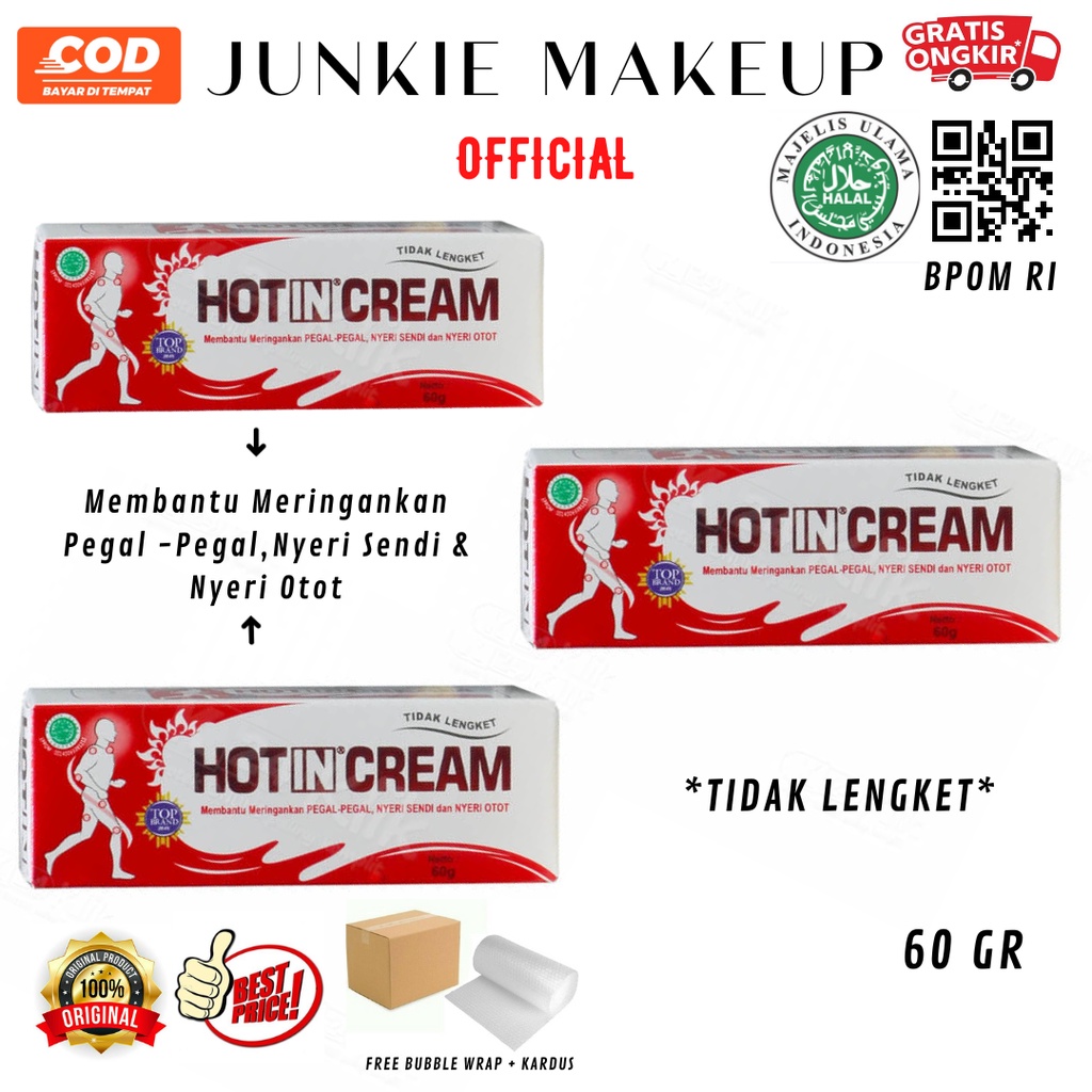 Jual Hot In Cream 60gr Tube HALAL BPOM Meringankan Nyeri Sendi / Otot ...