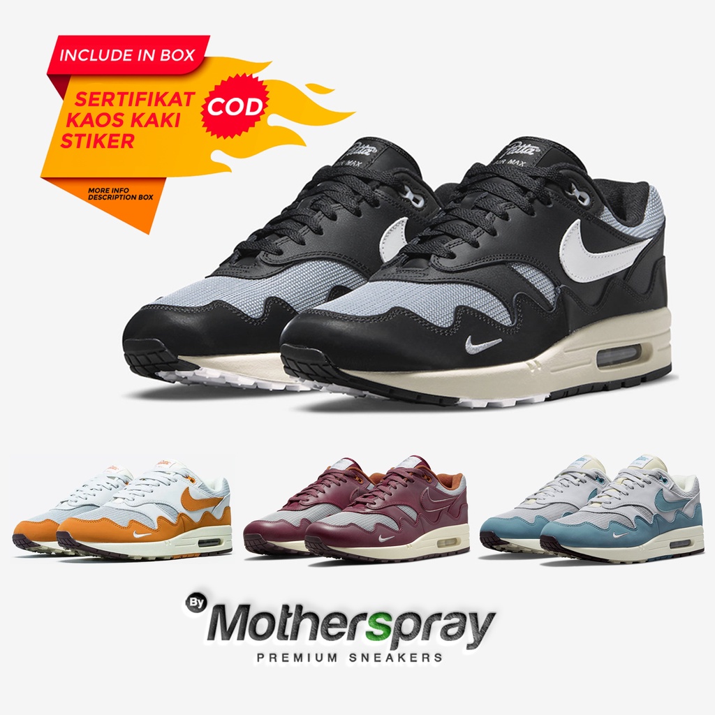Jual Nike Air Max 1 Patta Noise Aqua Monarch Night Maroon Black WHite ...