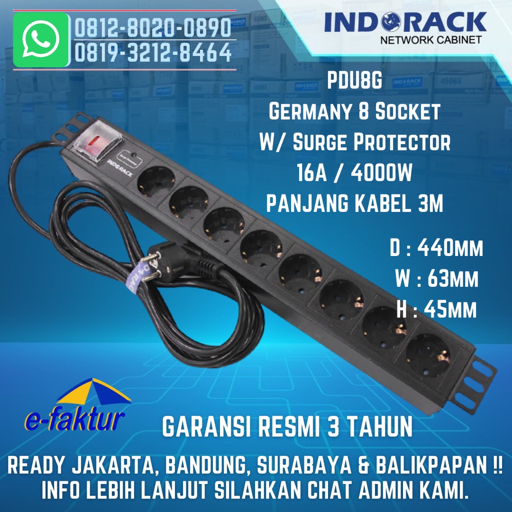 Jual PDU 8 OUTLET PDU8G - POWER DISTRIBUTION UNIT RACK SERVER INDORACK ...