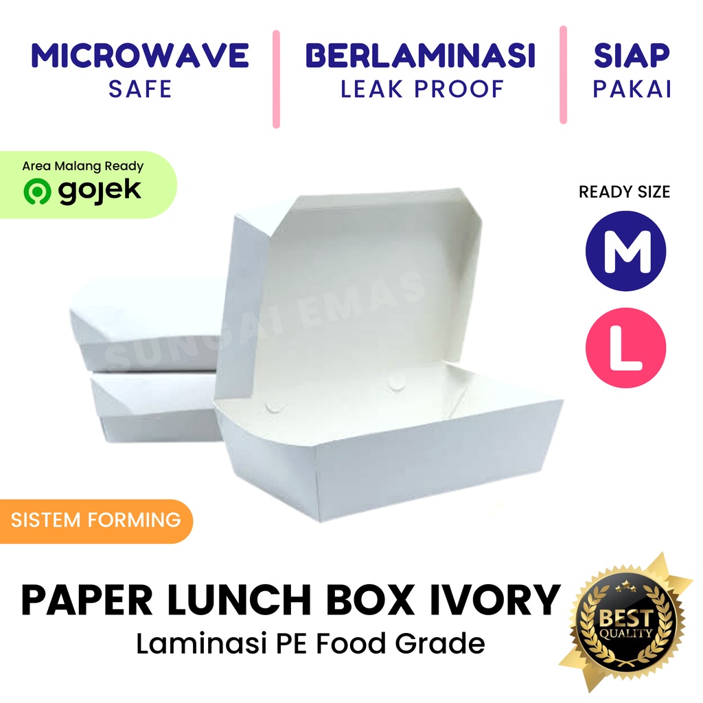 Jual Paper Lunch Box Medium / Rice Box / Kotak Nasi / Kotak Makan ...