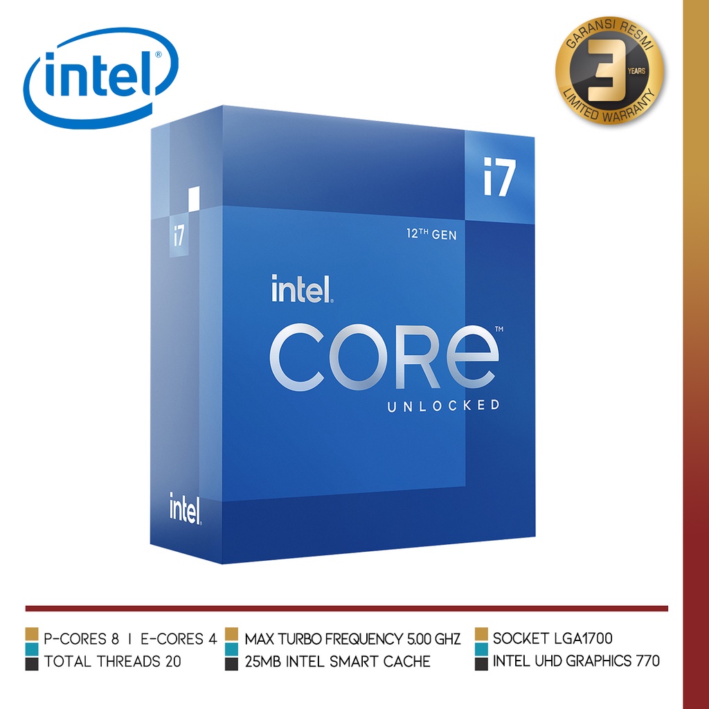 Jual INTEL CORE I7 12700K | Desktop Processor 12 (8P+4E) Cores LGA 1700 | Shopee Indonesia