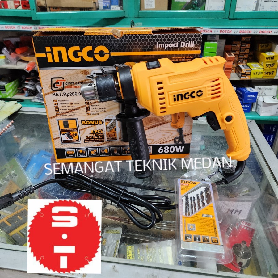 Jual ID6808 MESIN BOR TANGAN BETON IMPACT DRILL 13mm INGCO SUPER SELECT ...