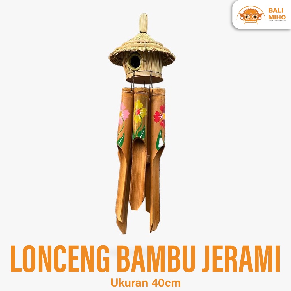 Jual Lonceng Bambu Jerami Motif Jerami Bunga Lukis Ukuran 40 cm ...