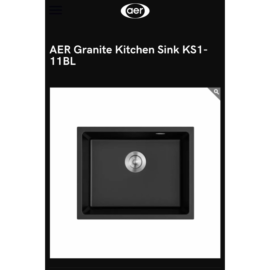 Jual AER GRANITE KITCHEN SINK SET BLACK KS1-11 BAK CUCI PIRING HITAM 1 LUBANG | Shopee Indonesia
