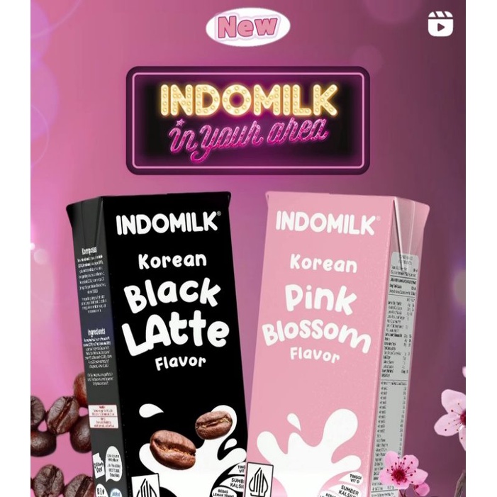 Jual (2 pcs) Indomilk Korean Black Latte 180ml & Korean Pink Blossom 180ml (Blackpink Viral ...