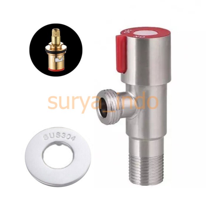 Jual STOP KRAN KLOSET 1/2" STOPKRAN TOILET SHOWER SINK MERAH STAINLESS ...