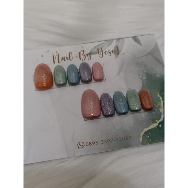 Jual YeseL Kuku Palsu Cat Eye Dasar Warna Warni Murah Nail art / Press ...