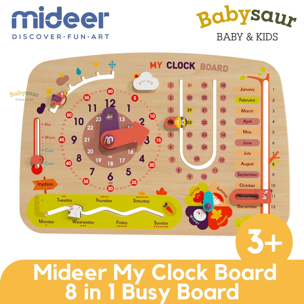 Jual Mideer Versatile Clock Board Wooden Toys Busy Board Mainan ...