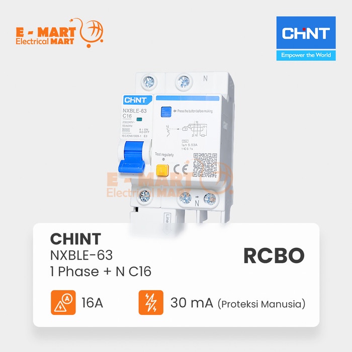 Jual Komponen Chint Rcbo Rccb Elcb Nxble-32 1P 1 Phase 16A 25A 30Ma ...