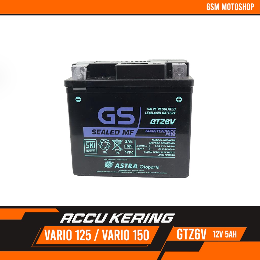Jual Accu GTZ6V Gs Astra / Aki Gs Astra GTZ6V / Accu untuk Motor Honda ...