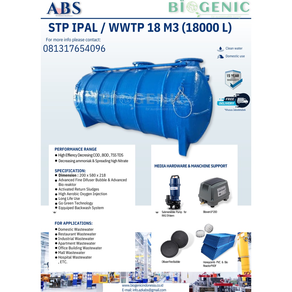 Jual Tangki IPAL Sewage Treatment Plant STP/WWTP 18000L /18M3 BIOGENIC ...
