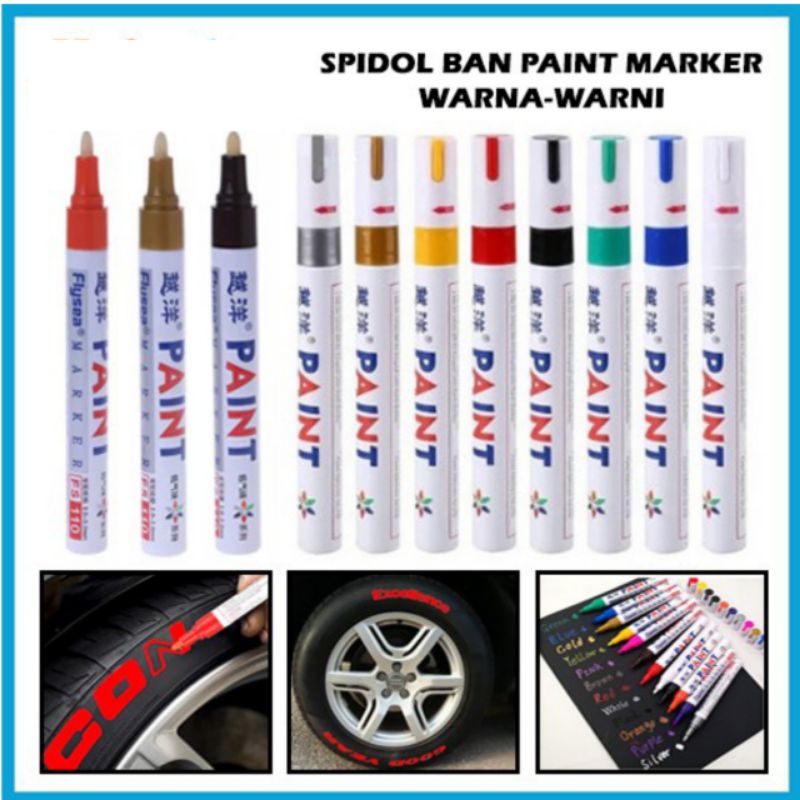 Jual Spidol Ban toyo Permanent Paint Marker Pen Cat Pulpen Warna Ban ...
