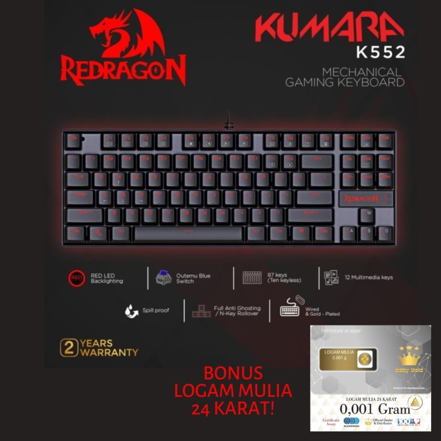 Jual Keyboard Redragon Gaming Keyboard Mechanical KUMARA - K552 ...
