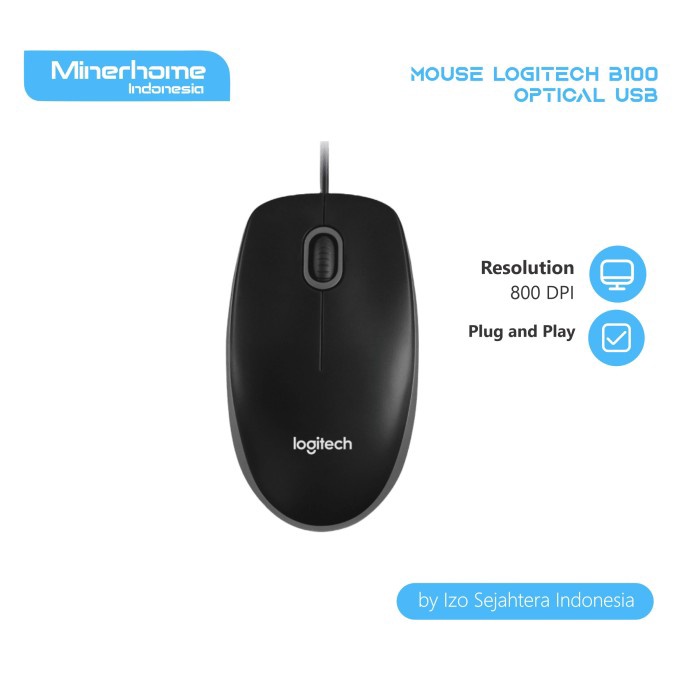 Jual Mouse Logitech B100 Optical USB Original Garansi Resmi 1 Tahun ...