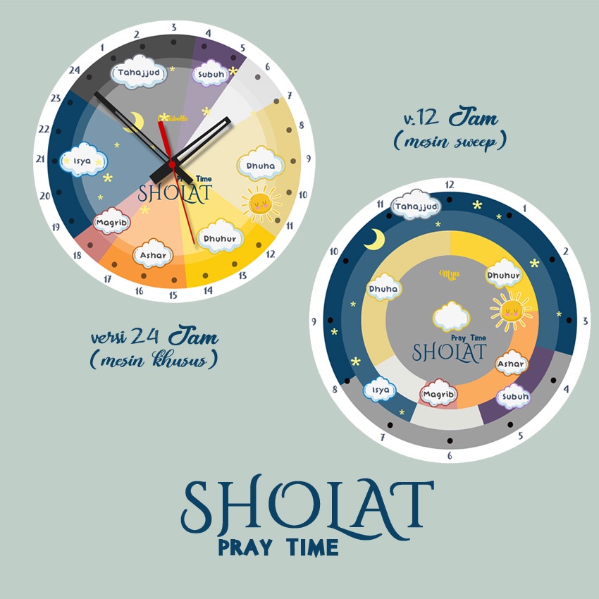 Jual Jam Dinding Islam Penunjuk Waktu Sholat Anak Muslim Shalat Praying ...