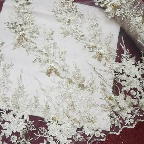 Jual Kain brokat 3d / tile 3d. kain tulle brukat 3d bunga timbul import ...