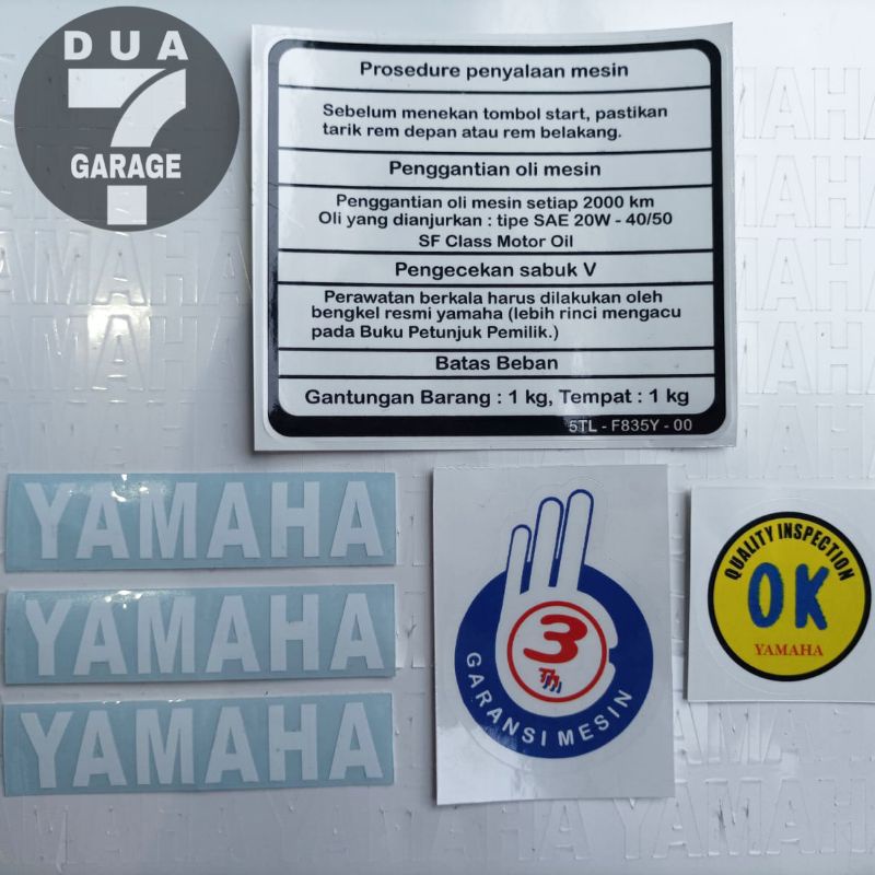 Jual stiker sticker gambar lis prosedur garansi 3 tahun yamaha mio ...