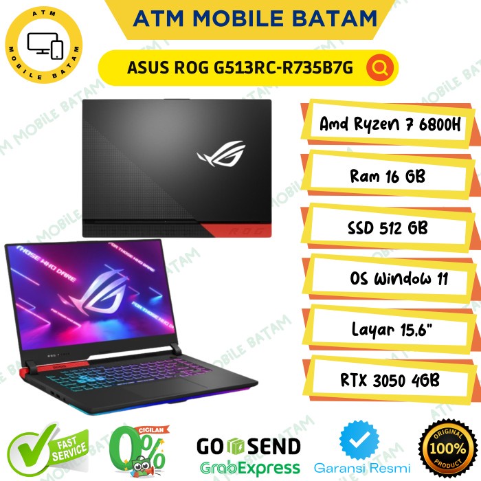 Jual ASUS ROG STRIX G513RC Ryzen 7 6800H 8GB 512ssd RTX 3050 4GB ...