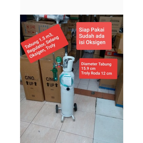 Jual Tabung Oksigen 1.5 m3 Set 3 in 1 Siap Pakai, Tabung Regulator ...