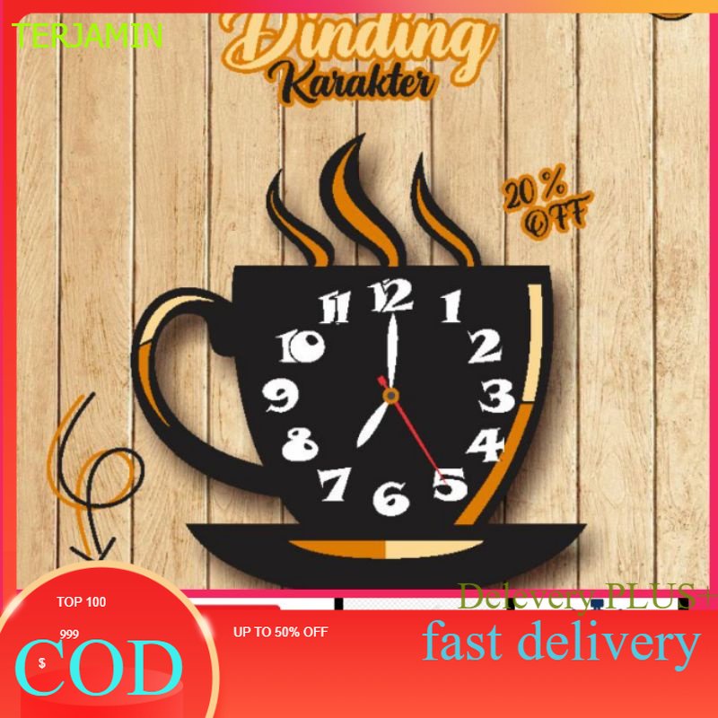 Jual Jam Kopi Jam coffee Jam Dinding Kopi Gelas Kopi jam 3d Tempel ...