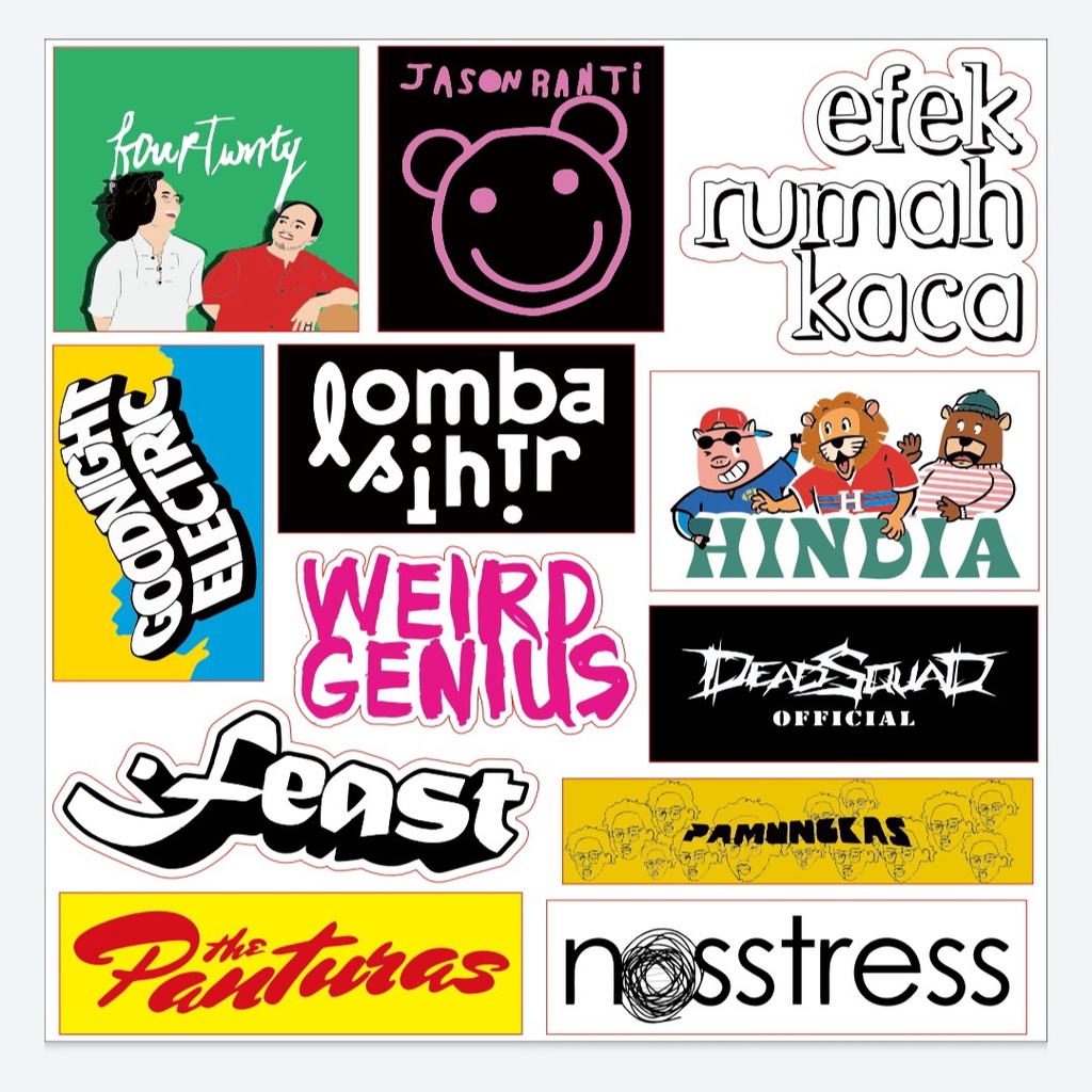 Jual Sticker Pack Band Indie Lokal Hindia Efek rumah kaca Deadsquad ...