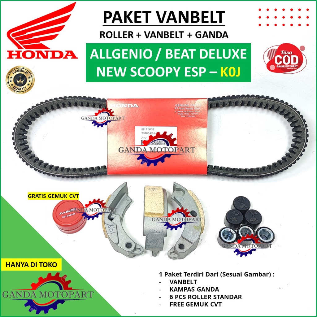Jual PAKET VANBELT KAMPAS GANDA PLUS ROLLER STANDAR GENIO BEAT NEW LED DELUXE STREET NEW ALL ...