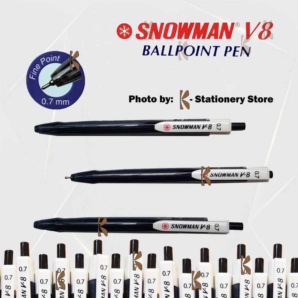 Jual Bolpen Snowman Original – Ballpoint Pen Type V-8 – Black | Shopee ...