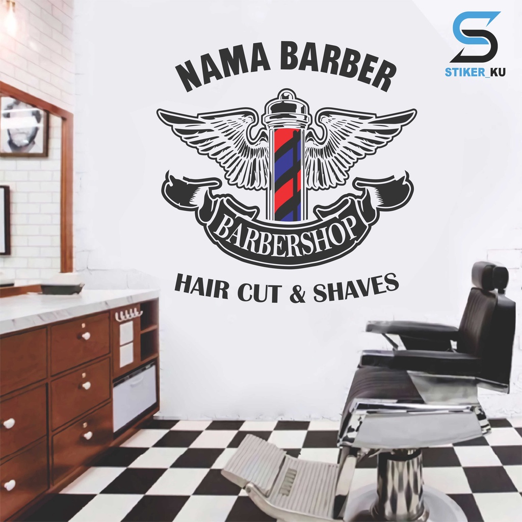 Jual Wall Cutting Sticker Stiker Dinding Barber Shop Salon Potong Cukur ...
