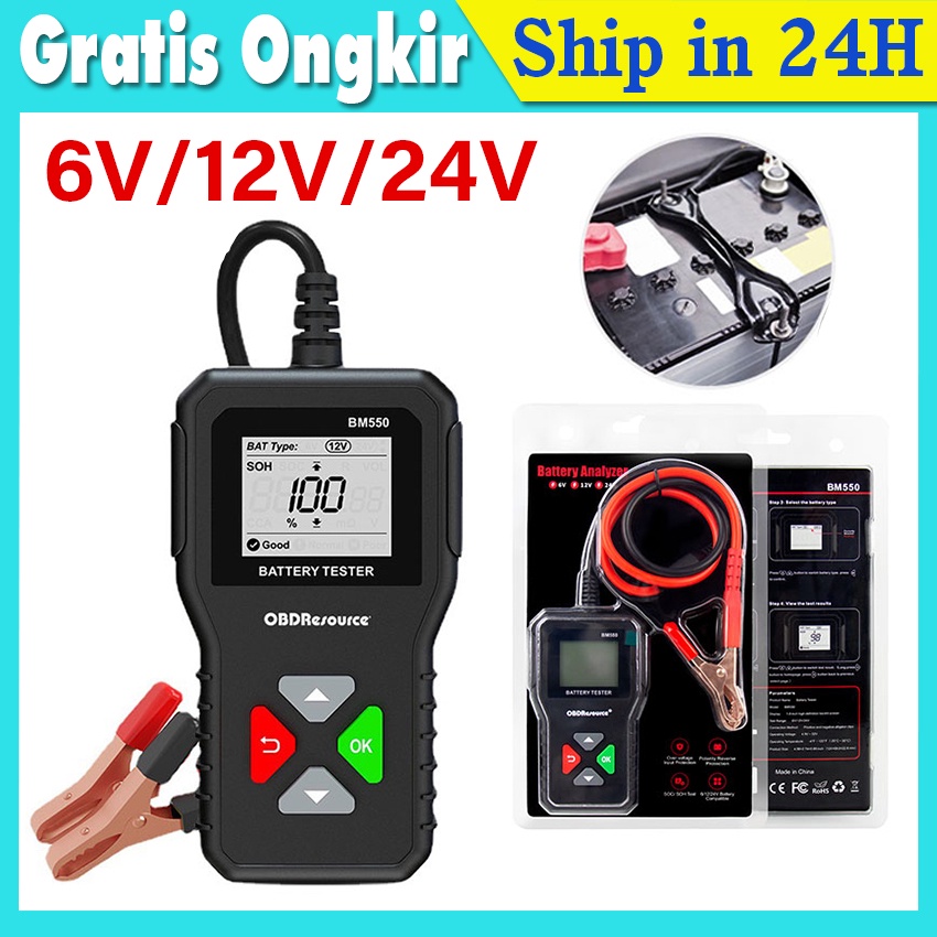 Jual Alat Test Aki Digital Battery Tester 24V/12V/6V BM550 Motor Mobil ...