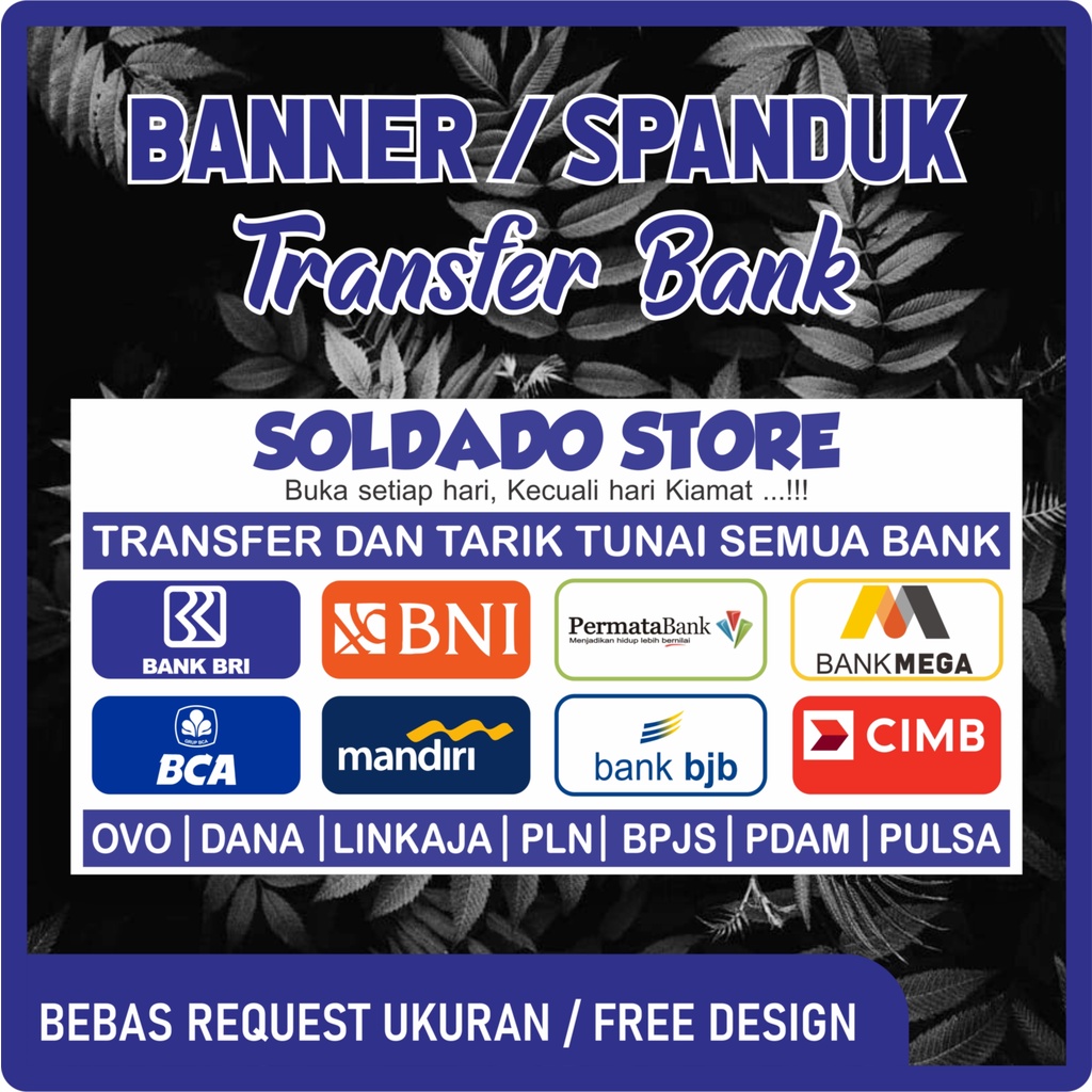 Jual CETAK BANNER TRANSFER BANK BISA GANTI NAMA TOKO | Shopee Indonesia