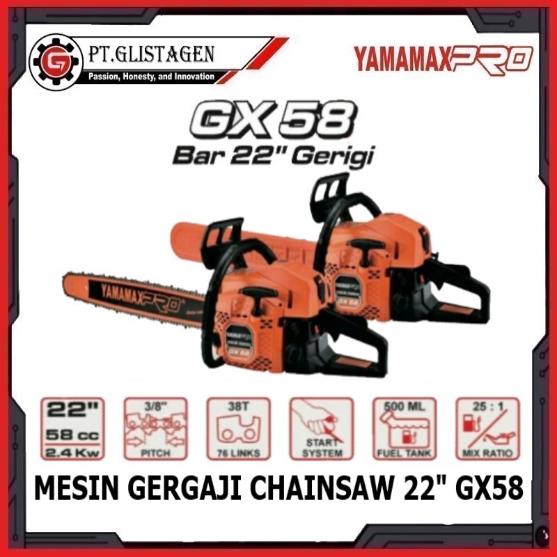 Jual Mesin Gergaji Potong Pohon Kayu Chainsaw 22" Bar Gerigi YAMAMAX GX ...