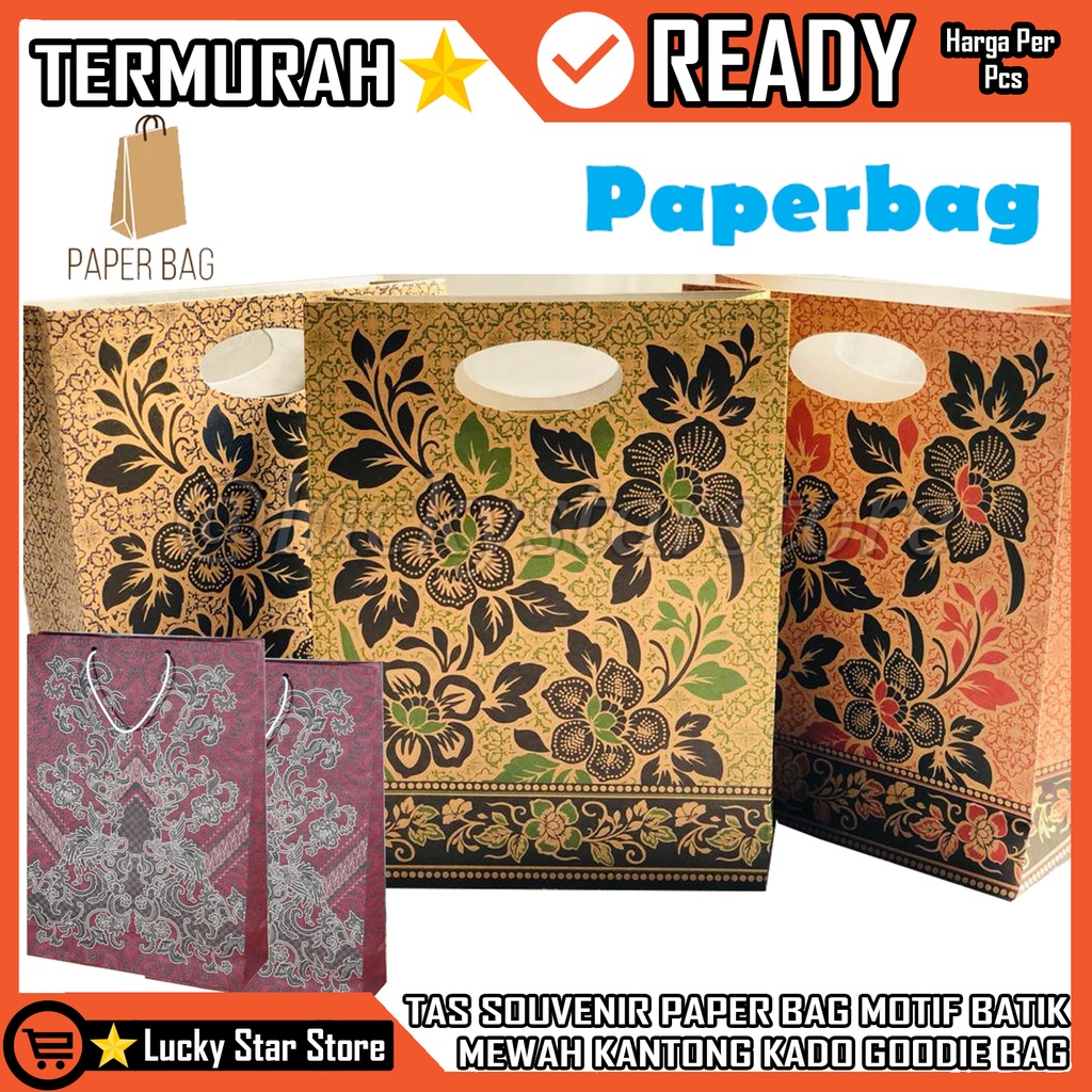 Jual PAPERBAG PAPER BAG TAS KRAFT TAS SOUVENIR GOODIEBAG MOTIF BATIK ...