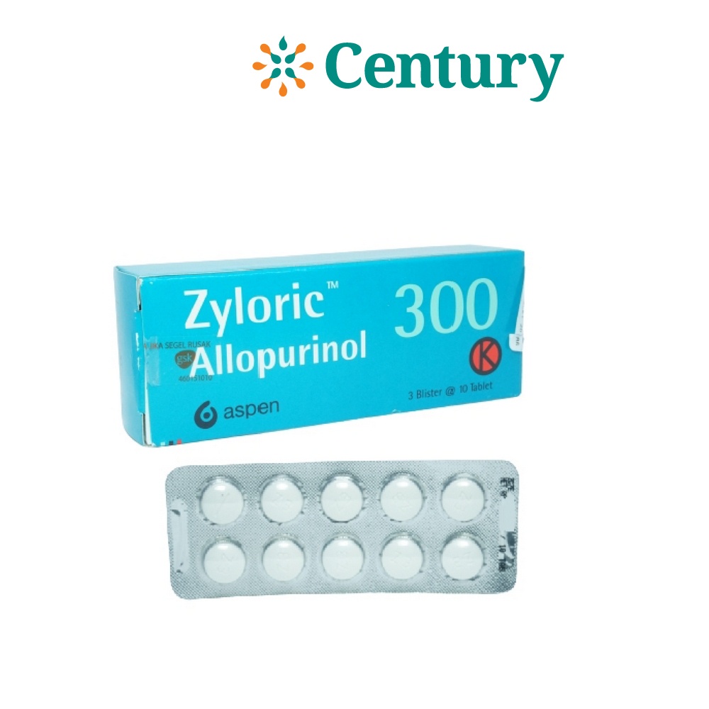 Jual ZYLORIC 1 STRIP 10 TABLET / ALLOPURINOL 300MG / ASAM URAT / URIC ...