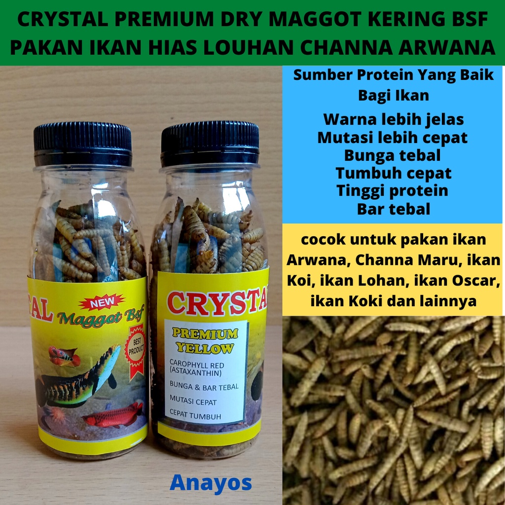 Jual Crystal Premium Dry Maggot Kering BSF Pakan Ikan Hias | Shopee ...