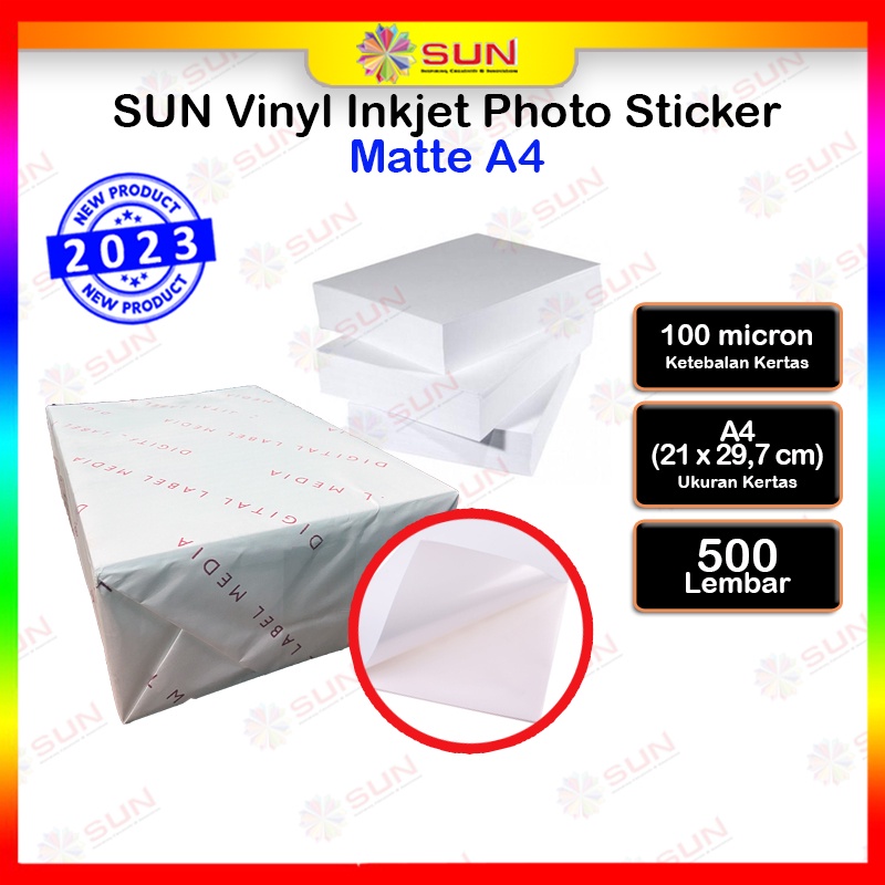 Jual Kertas Sticker Vinyl - SUN Sticker Vinyl Glossy / Inkjet Matte A4 ...