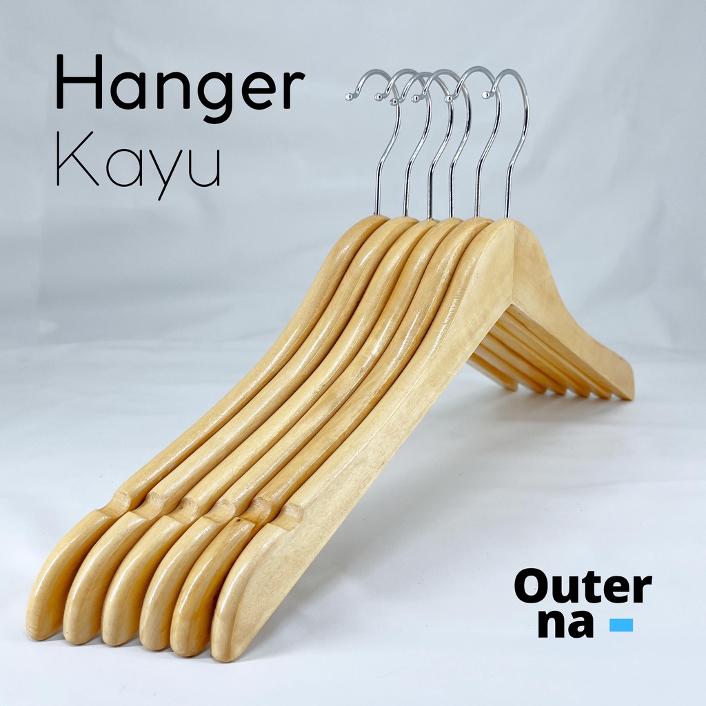Jual Hanger Kayu Baju Dewasa | Wooden Hanger Penyangkut Baju | Hanger ...