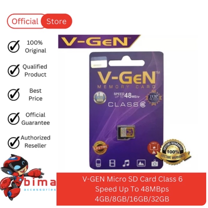 Jual V-GEN Memory Card VGEN Micro SD 32GB Class 6 Non Adapter | Shopee ...