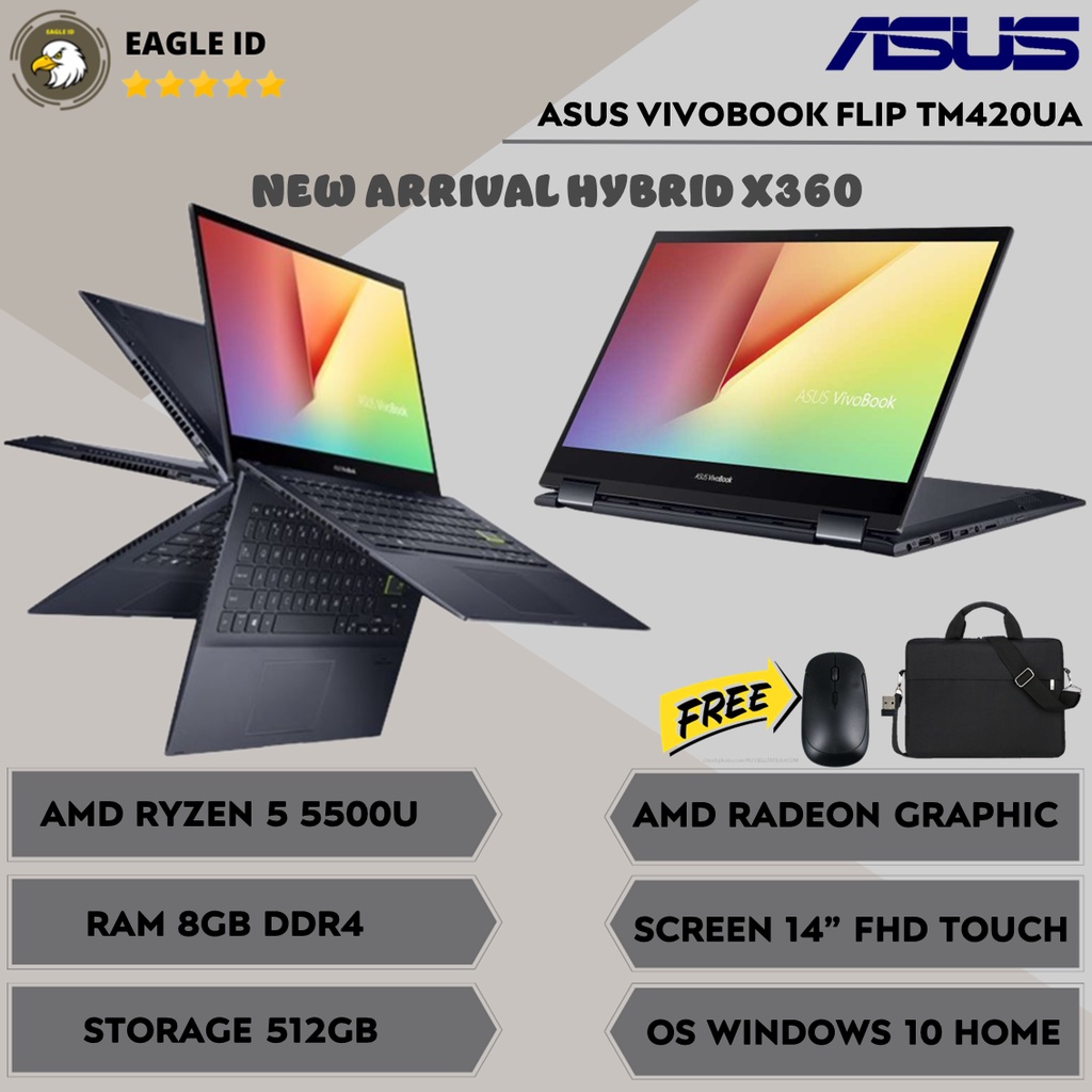 Jual ASUS VIVOBOOK FLIP TM420 5500U RAM 8GB SSD 512GB MURAH BARU GARANSI 1 TAHUN | Shopee Indonesia