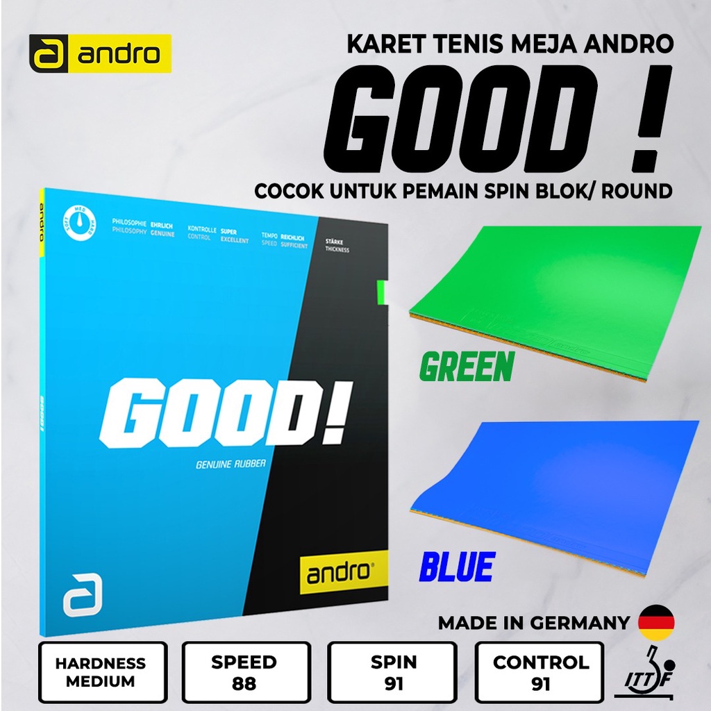Jual Karet Bat Tenis Meja Pingpong Andro Good Blue New Colour | Shopee Indonesia