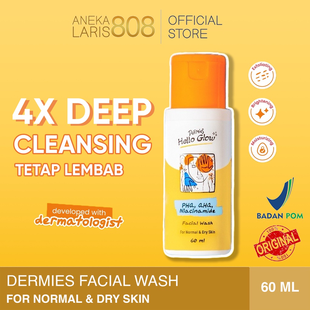 Jual Dermies Hello Glow Facial Wash Normal & Dry 60 ml - Sabun ...