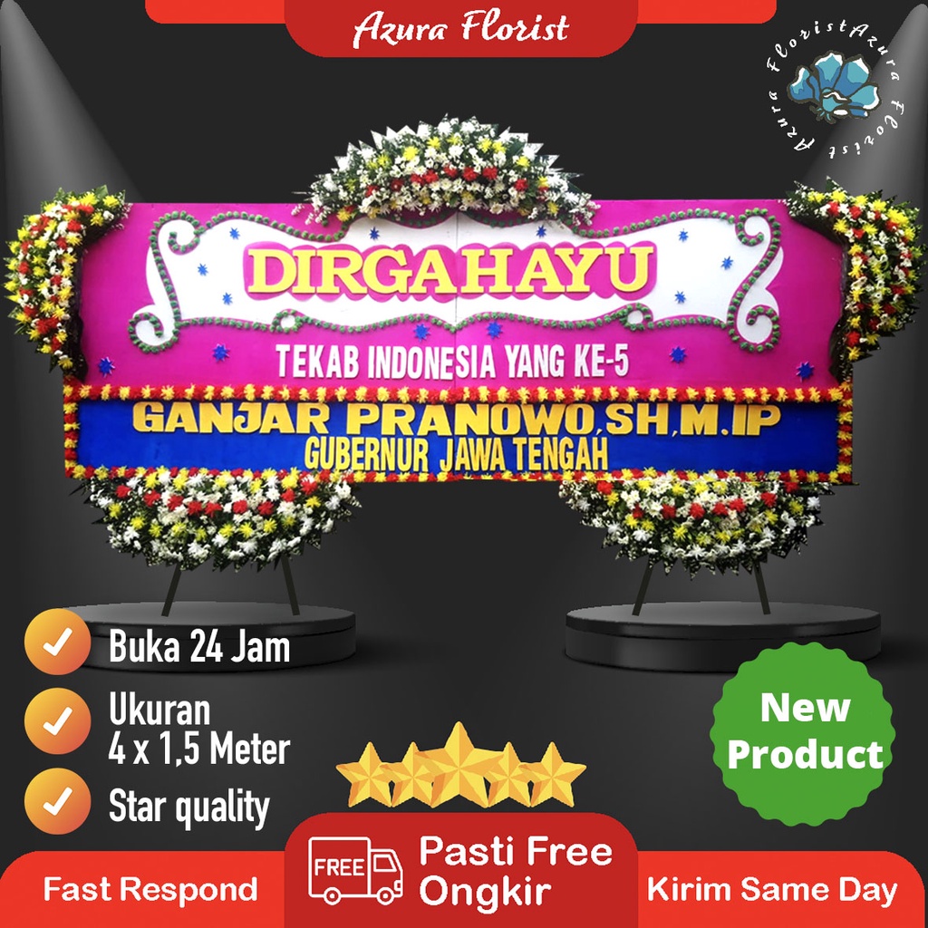 Jual Karangan Bunga Papan Gandeng Ukuran 1,5 x 4m Bunga 5 Titik ...