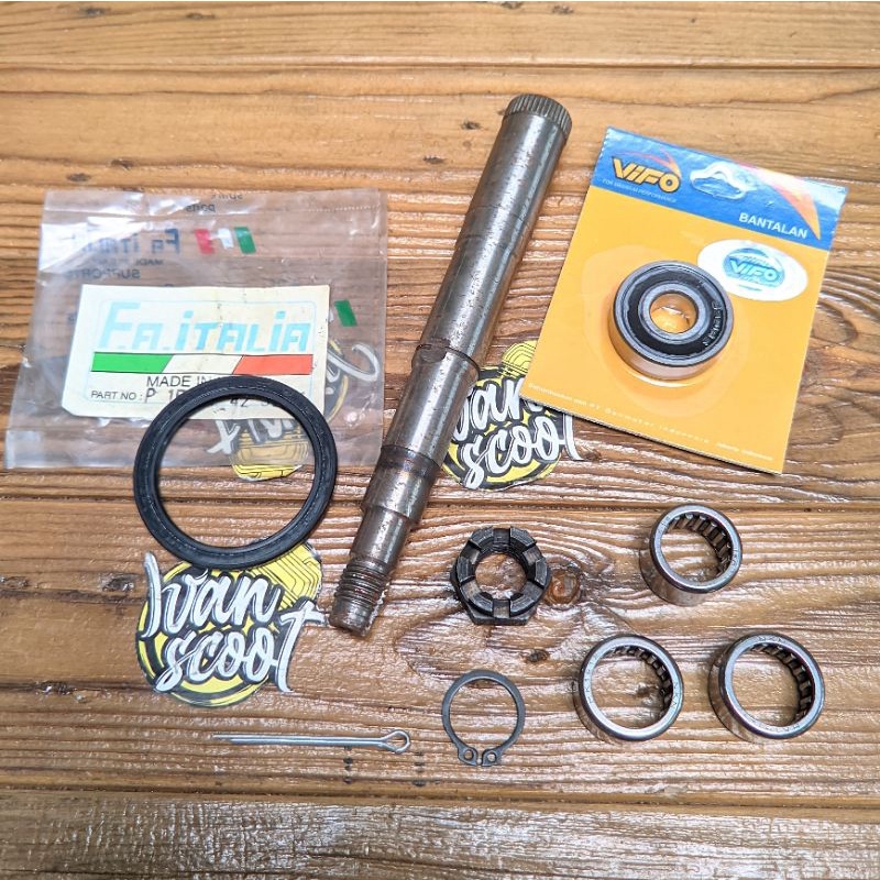 Jual Paket Set As Roda Depan Vespa Px Tua Komplit Laher Bearing as roda ...