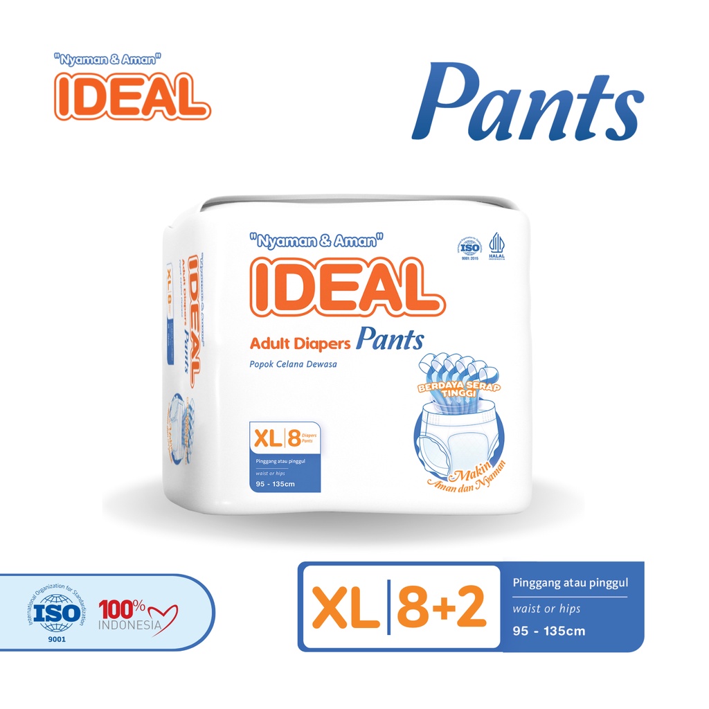 Jual IDEAL Popok Dewasa Tipe Celana size XL8 - Breathable, Daya Serap Tinggi, Anti Iritasi ...