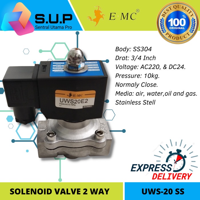 Jual SOLENOID VALVE UWS-20 STAINLESS STEEL AC220V / DC24V /EMC ...