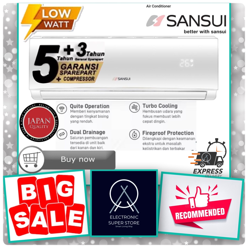 Jual AC SANSUI STANDARD 1 PK L09S2 L 09S2 SUPER COOLING JAPAN QUALITY ...